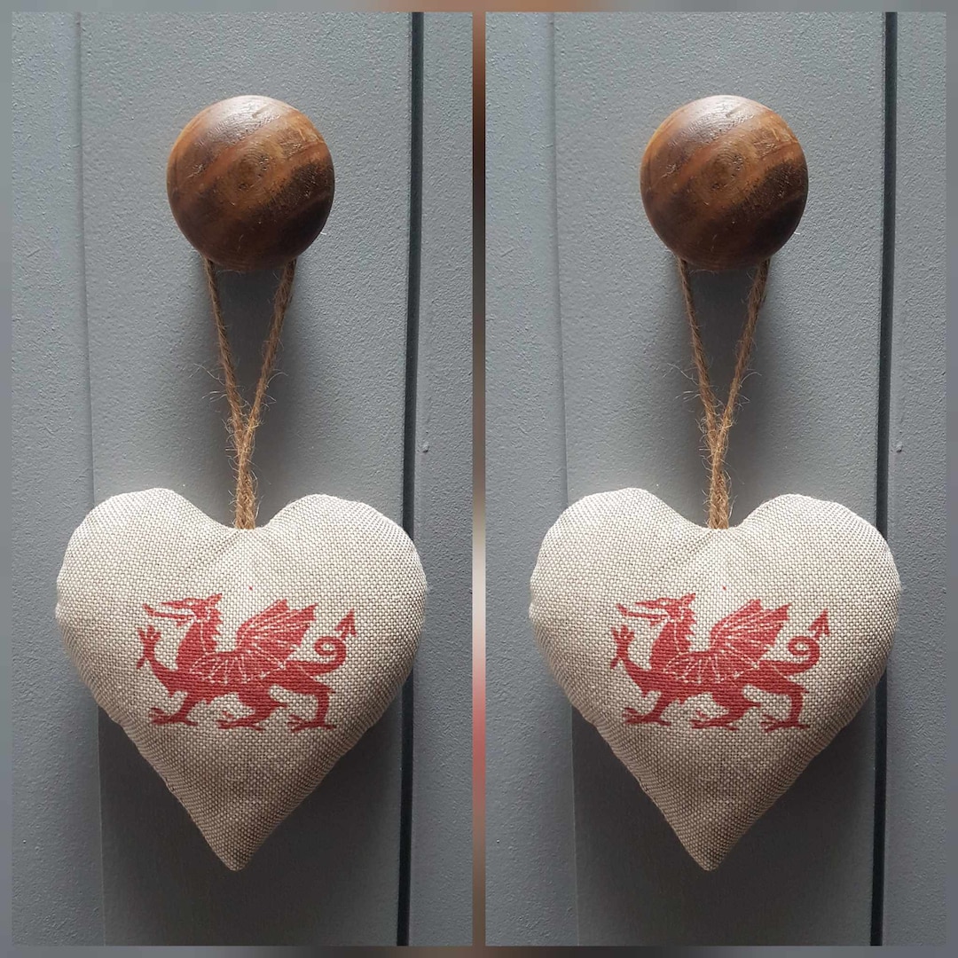 Welsh Dragon Set of 2 Hearts Handmade Perfect Gift Red Wales Unique ...