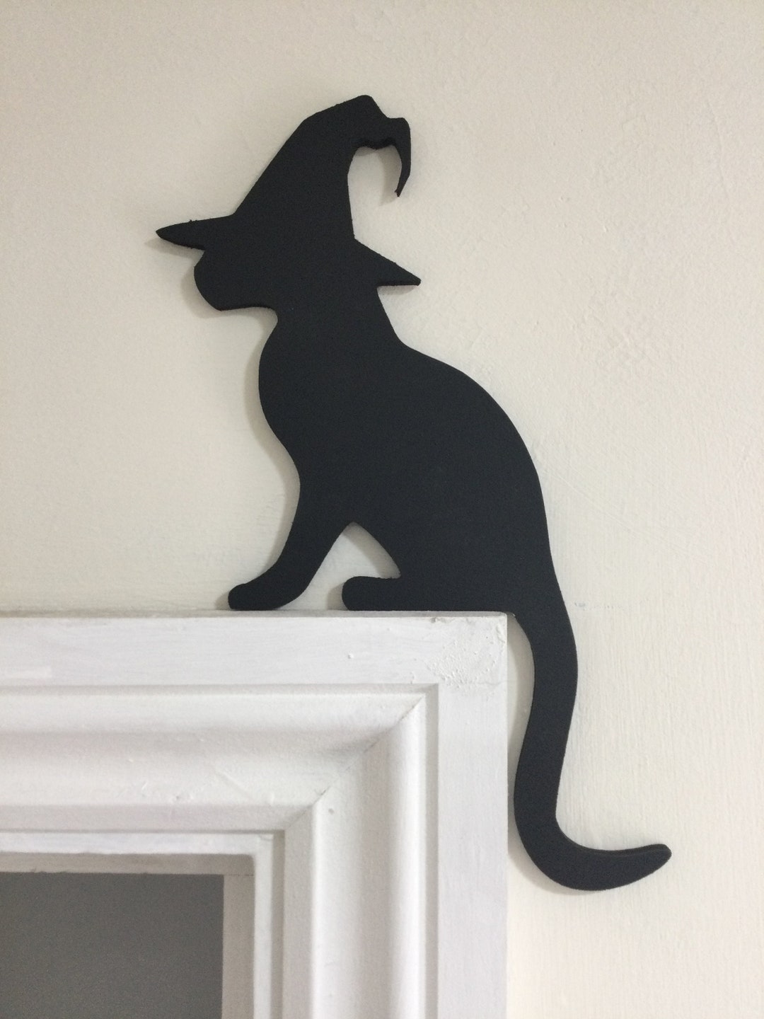 Halloween Cat Witches Hat Door Topper Silhouette Picture Frame Shelf ...