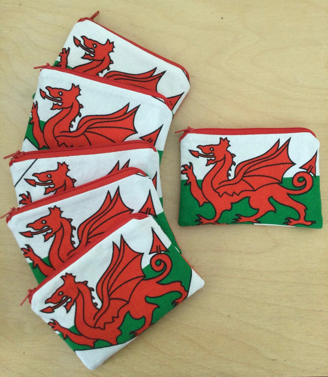 Welsh Dragon Flag Coin Purse Handmade Unique Gift Fully Lined Zip ...