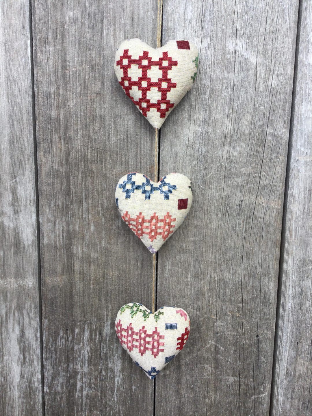 Welsh Tapestry Design Decorative Hanging Triple Hearts Handmade Perfect ...