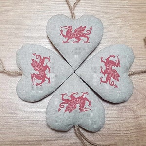 Welsh Dragon Set of 2 Hearts Handmade Perfect Gift Red Wales Unique ...