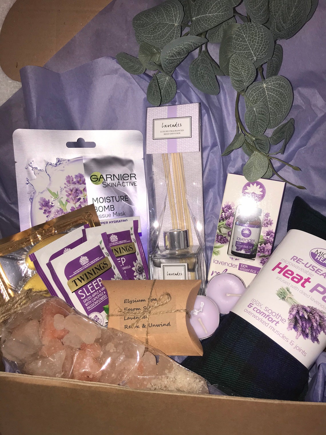 Dreamy Lavender Scented Self Care Box With Lavender Heat Pad, Restful ...