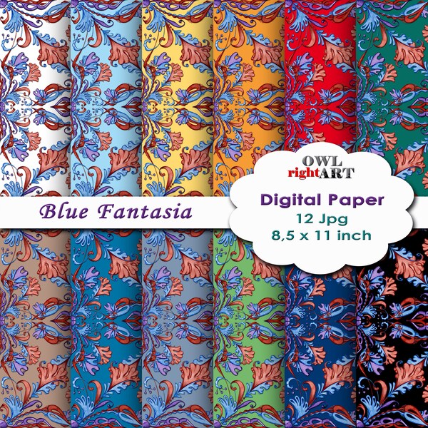 Damask Digital Paper - Etsy