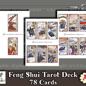 Printable Feng Shui Tarot 78 Cards - A4, Digital Chinese Tarot Cards ...