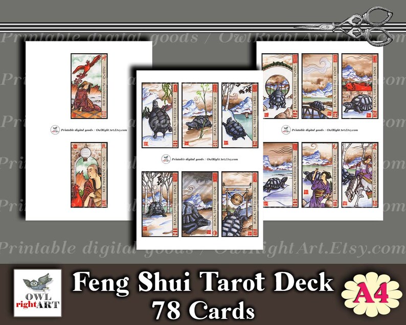 Printable Feng Shui Tarot 78 Cards A4 Digital Chinese Tarot - Etsy