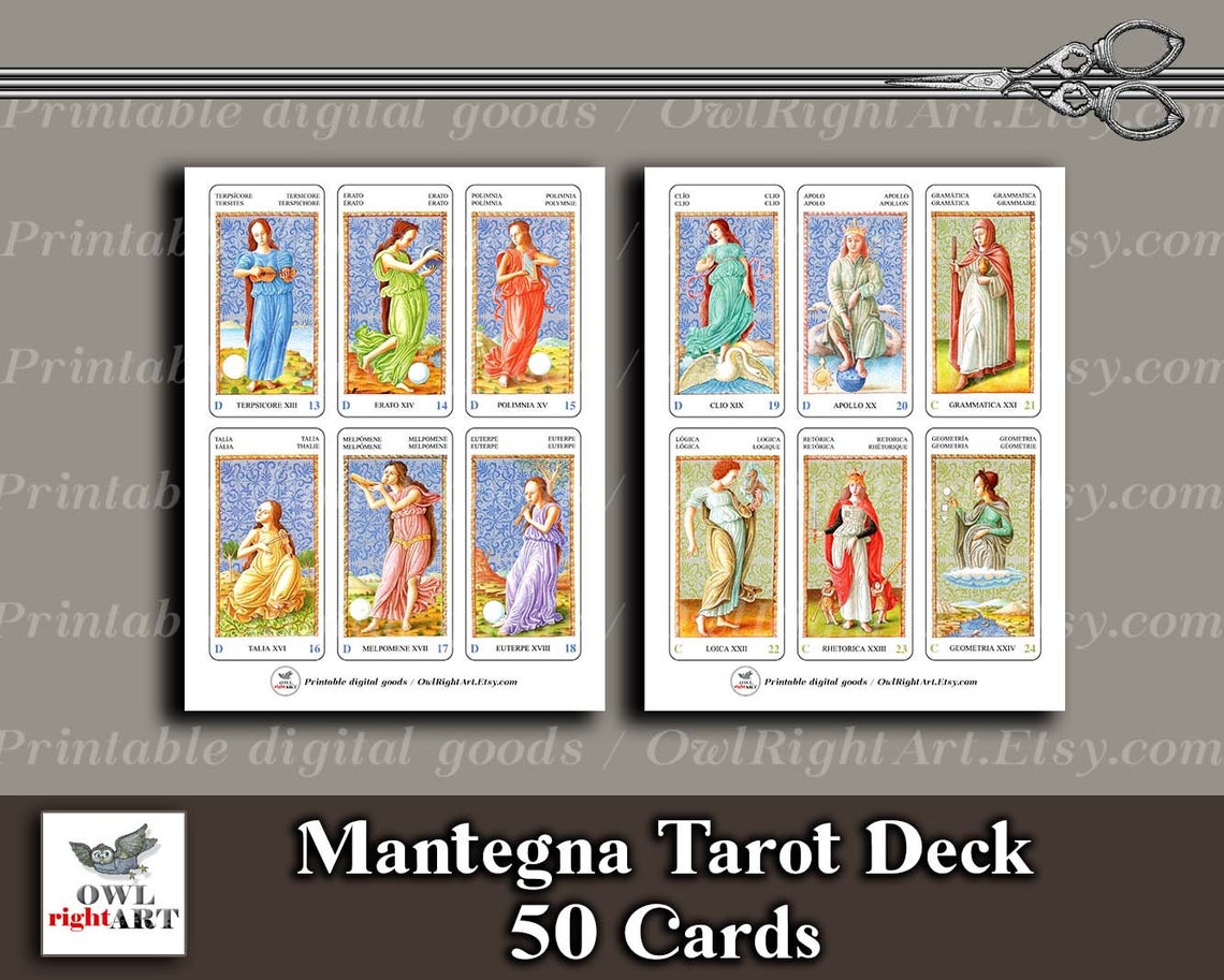 Mantegna Tarot Deck 50 Cards- Printable Italian Tarocchi Cards ...