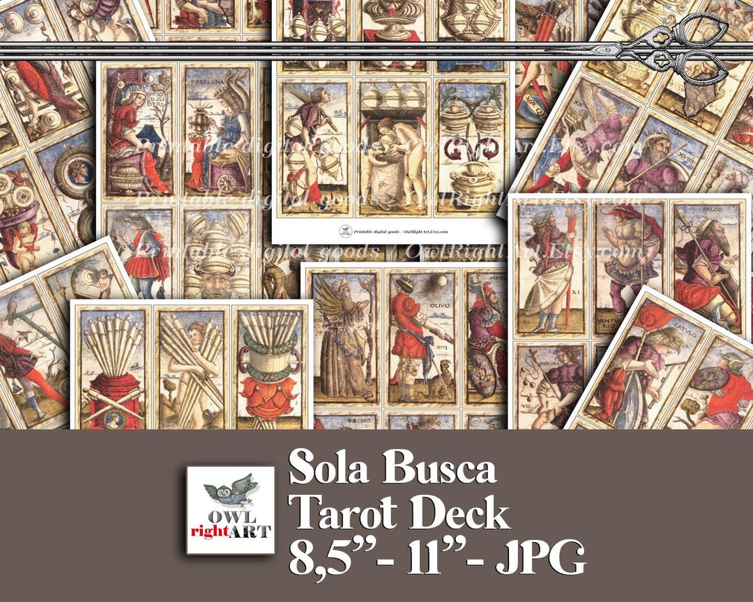Printable Sola Busca Vintage 78-card Tarot Deck, Antique Italian Tarot ...