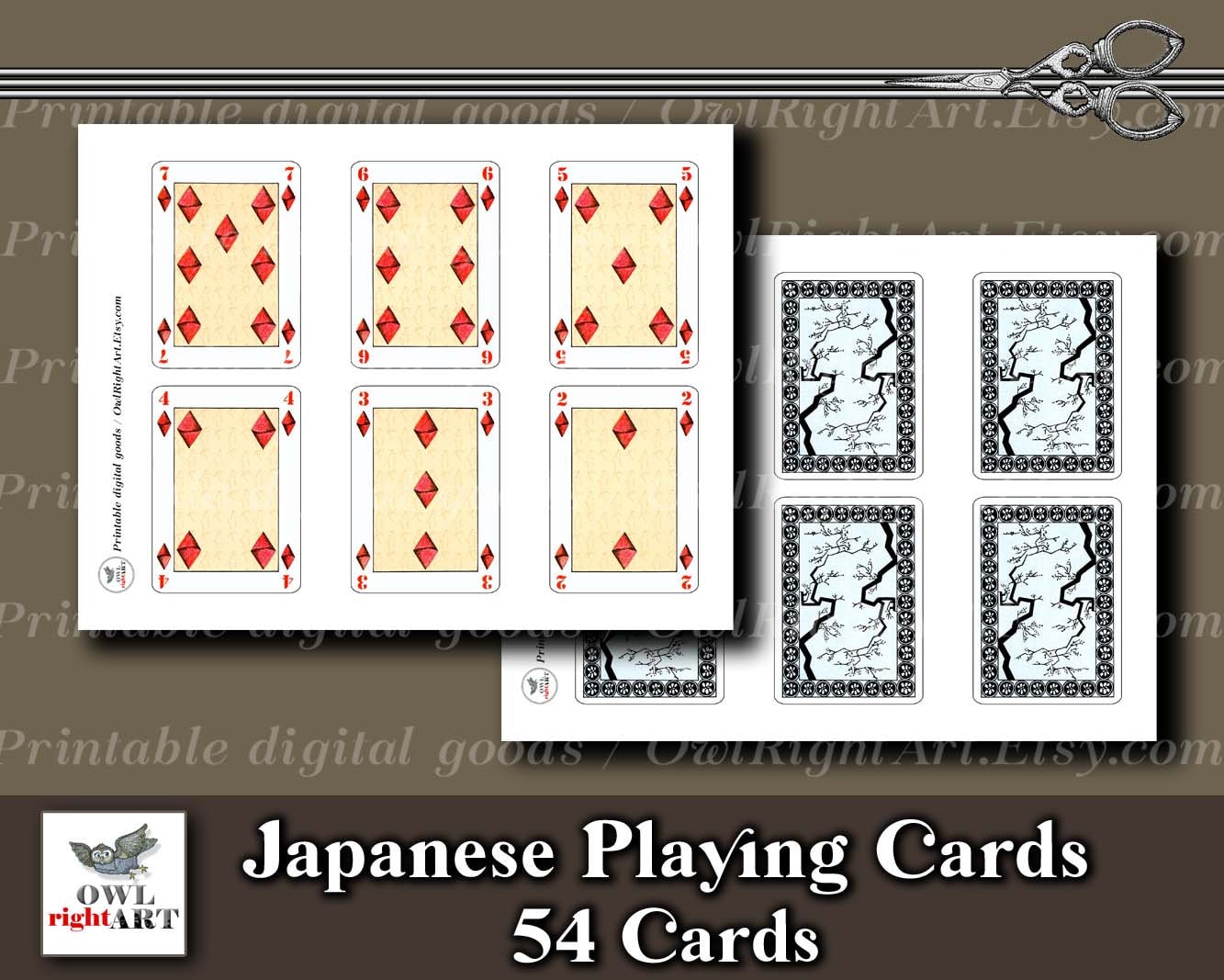 Printable Japanese Deck of 54 Cards, Grimaud Digital Japanese Play ...