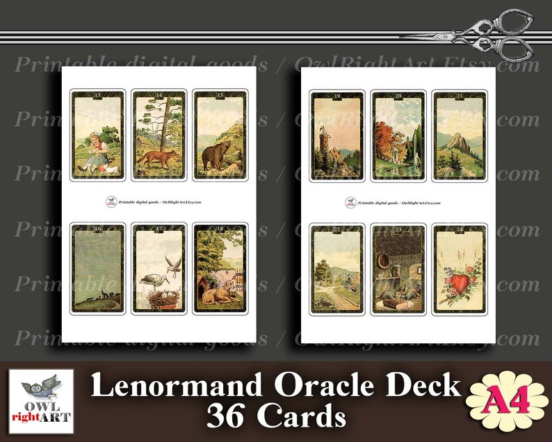 Digital Lenormand Oracle Deck A4 36 Cards Printable - Etsy
