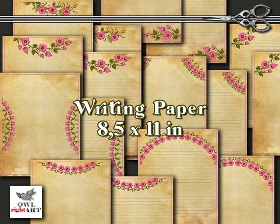 Pink Flowers Printable Stationery Set 85x11 in Digital - Etsy