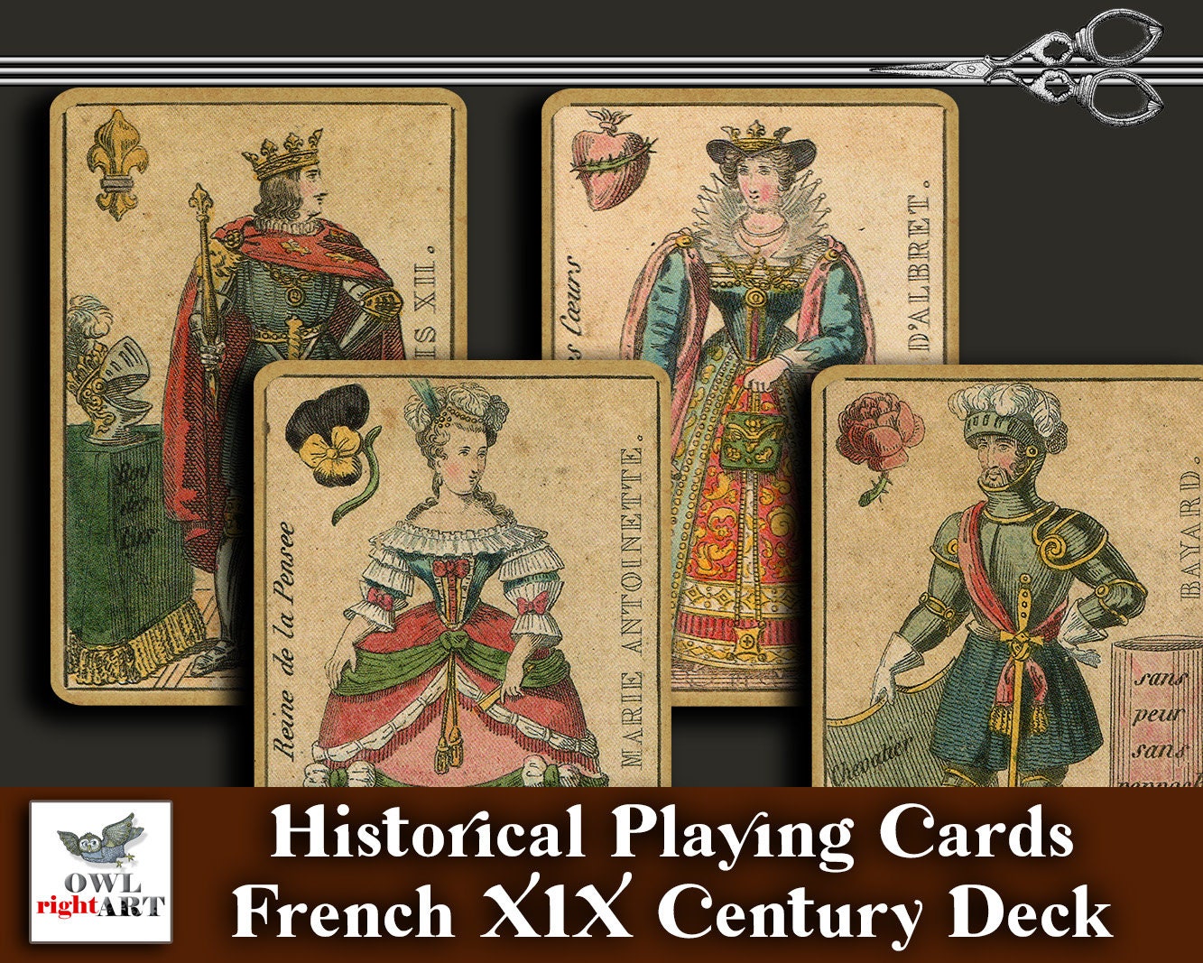 French Historical 19th Century Printable Playing Cards, Vintage ...