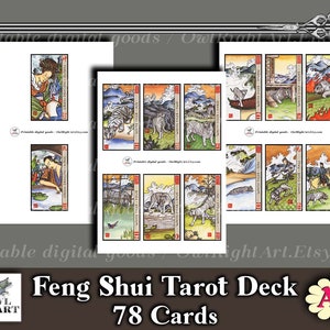 Printable Feng Shui Tarot 78 Cards - A4, Digital Chinese Tarot Cards ...