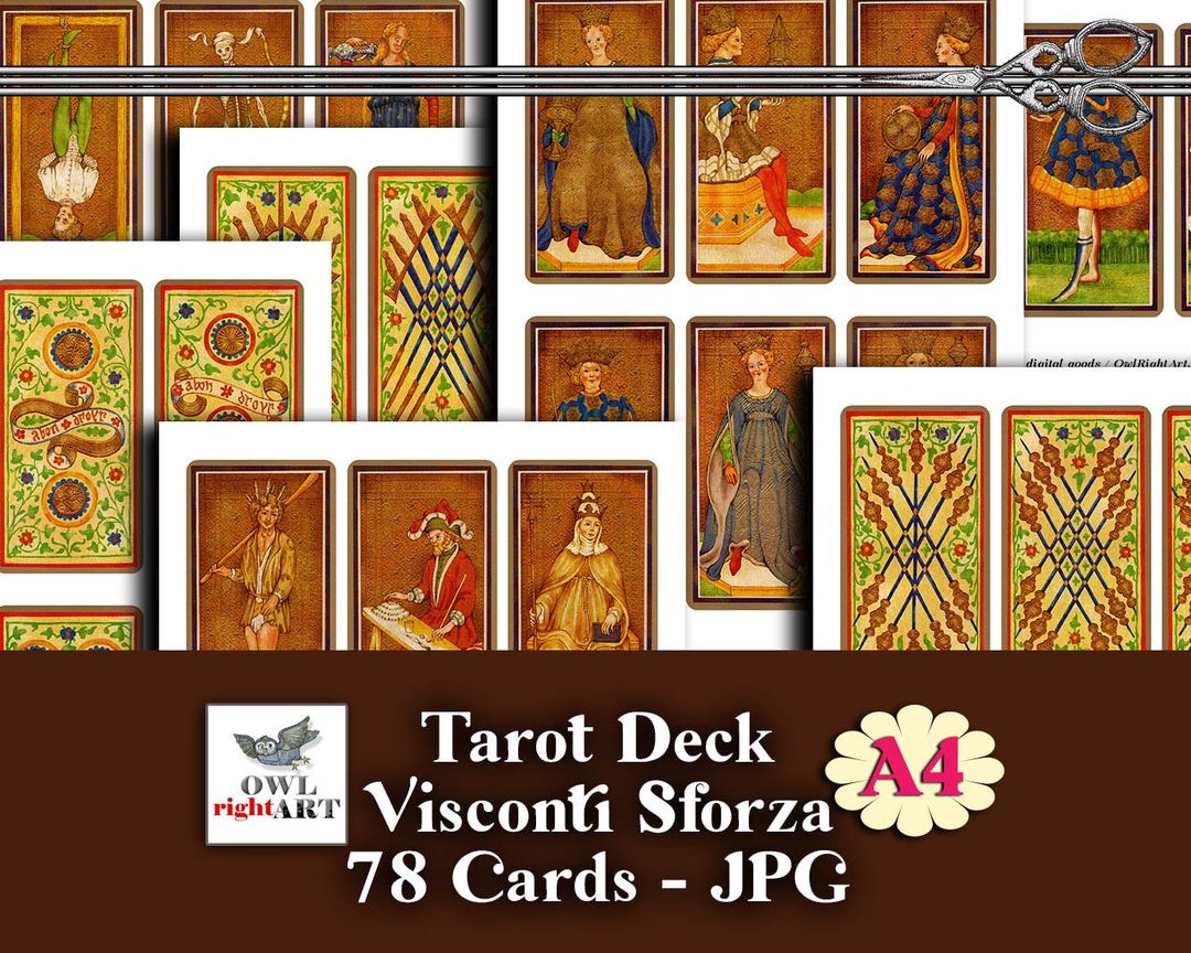Printable Visconti-sforza Tarot Deck – 78 Cards | A4 Size | Renaissance ...