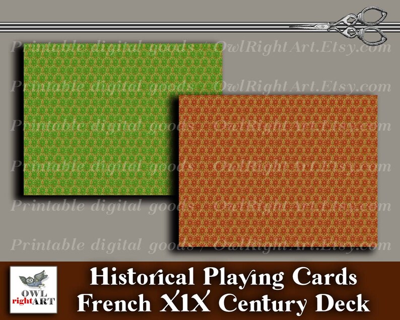 French Historical 19th Century Printable Playing Cards, Vintage ...