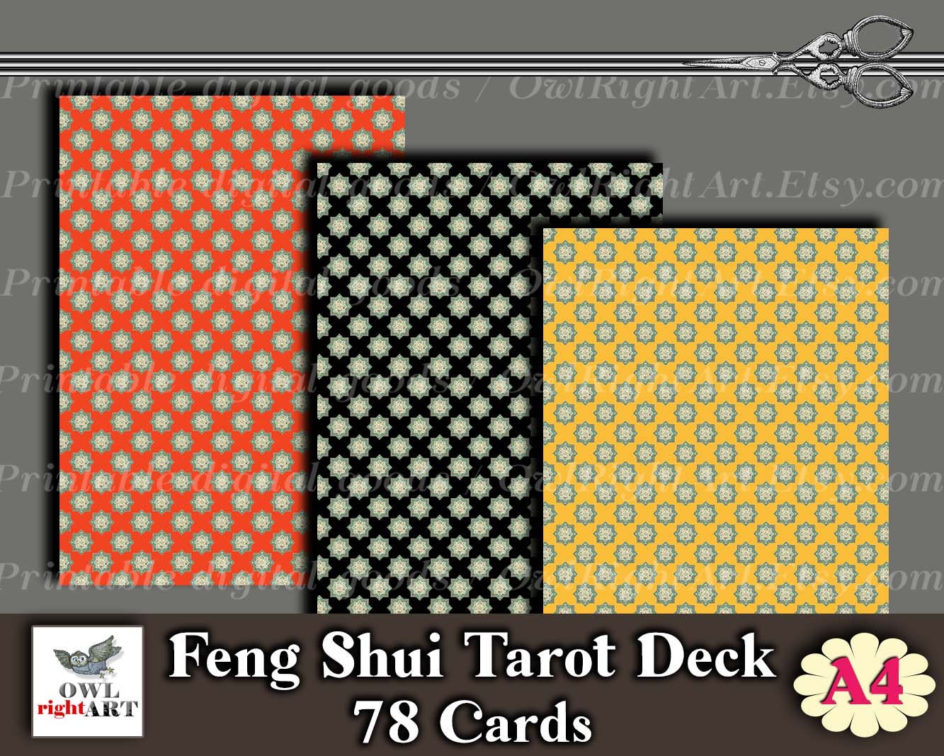 Printable Feng Shui Tarot 78 Cards A4, Digital Chinese Tarot Cards Deck ...