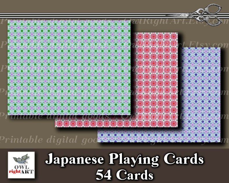 Printable Japanese Deck of 54 Cards, Grimaud Digital Japanese Play ...
