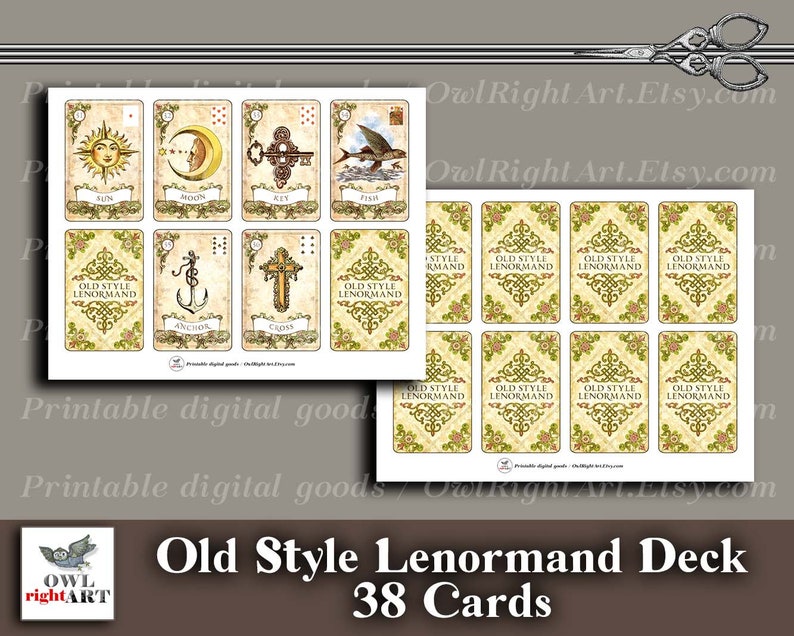 Printable Old Style Lenormand by Alexander Ray, Oracle Deck 38 Cards ...
