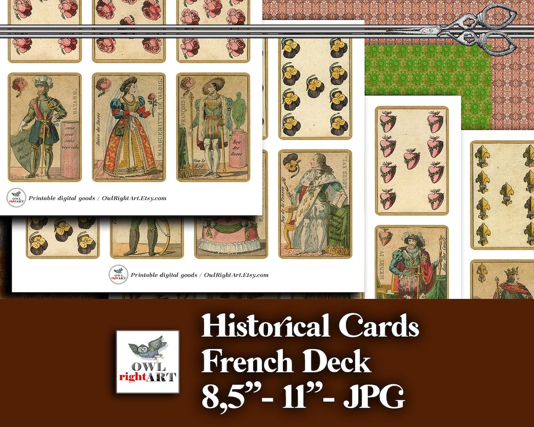 French Historical 19th Century Printable Playing Cards, Vintage ...