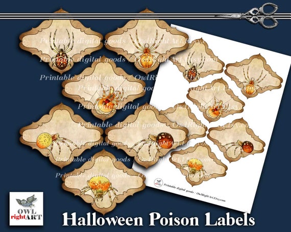 Halloween Spider Labels Printable Poison Labels Halloween - Etsy