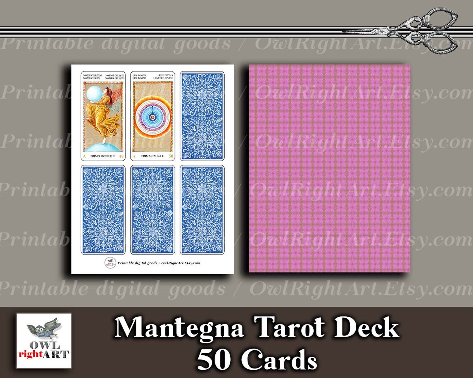 Mantegna Tarot Deck 50 Cards- Printable Italian Tarocchi Cards ...