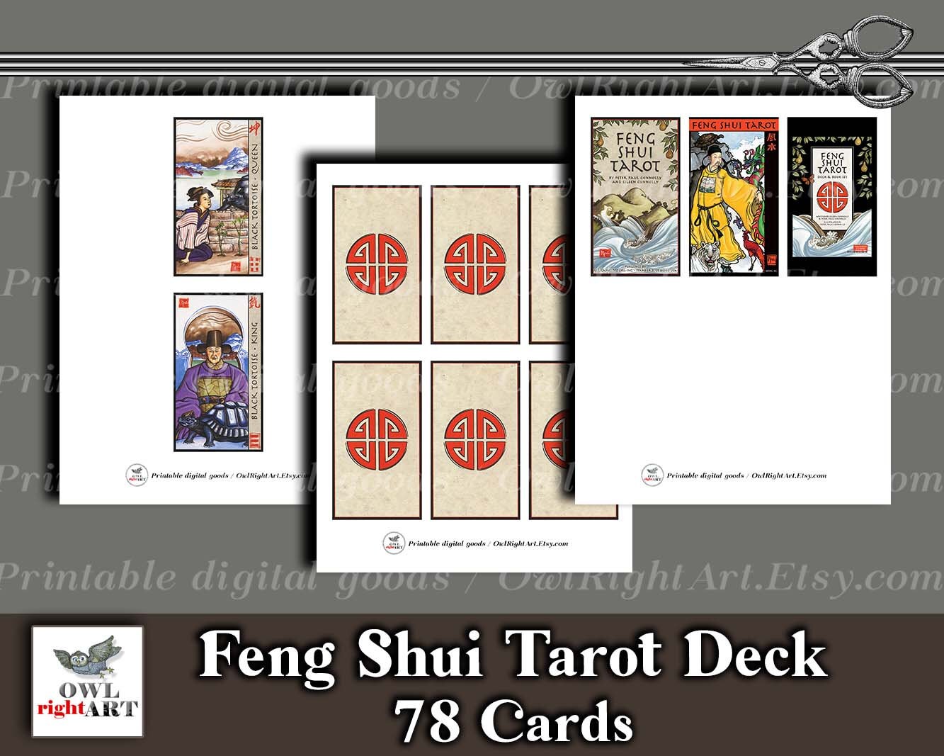 Printable Feng Shui Tarot Deck of 78 Cards, Digital Chinese Tarot Cards ...