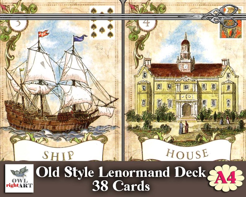 Digital Old Style Lenormand A4 by Alexander Ray, Printable Oracle Deck ...
