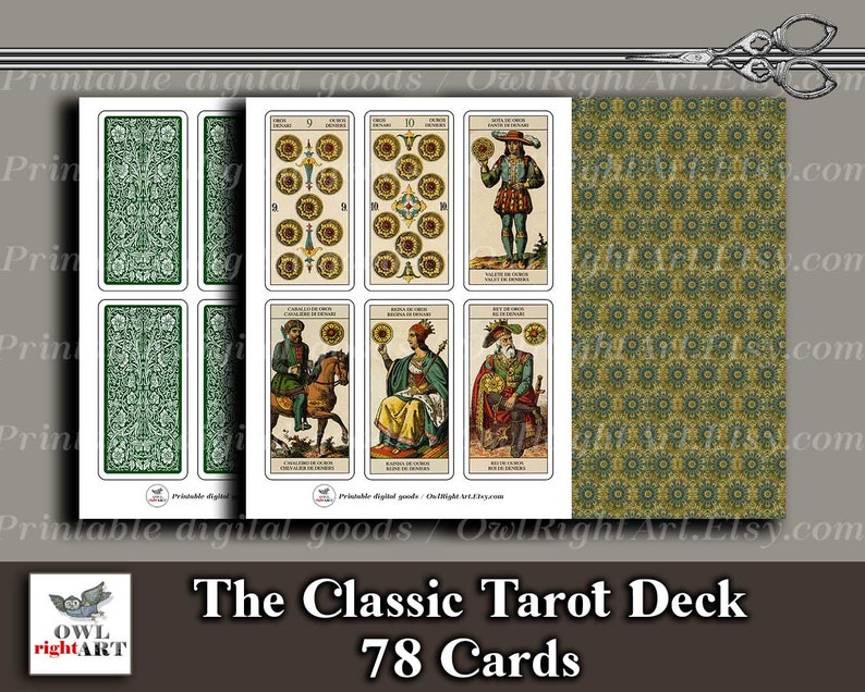 The Classic Tarot Printable Vintage Italian Tarot Deck 78 Cards ...