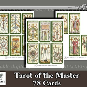 Tarot of the Master Printable Deck of 78 Cards, Vintage Italian Tarot ...