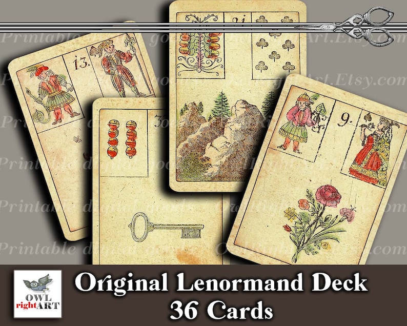 Printable Old Style Lenormand by Alexander Ray, Oracle Deck 38 Cards ...