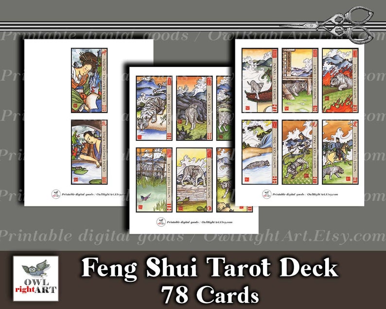 Printable Feng Shui Tarot Deck - 78 Cards - PDF Format, Digital Chinese ...