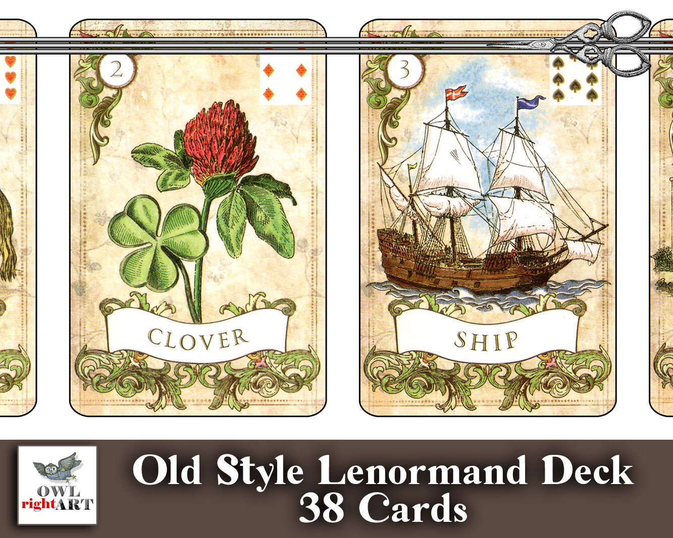 Printable Old Style Lenormand by Alexander Ray, Oracle Deck 38 Cards ...