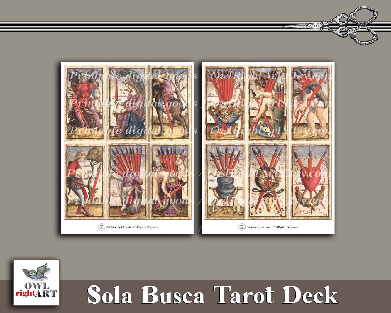 Printable Sola Busca Vintage 78-card Tarot Deck, Antique Italian Tarot ...
