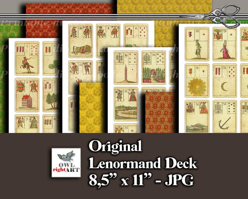 Printable Old Style Lenormand by Alexander Ray, Oracle Deck 38 Cards ...