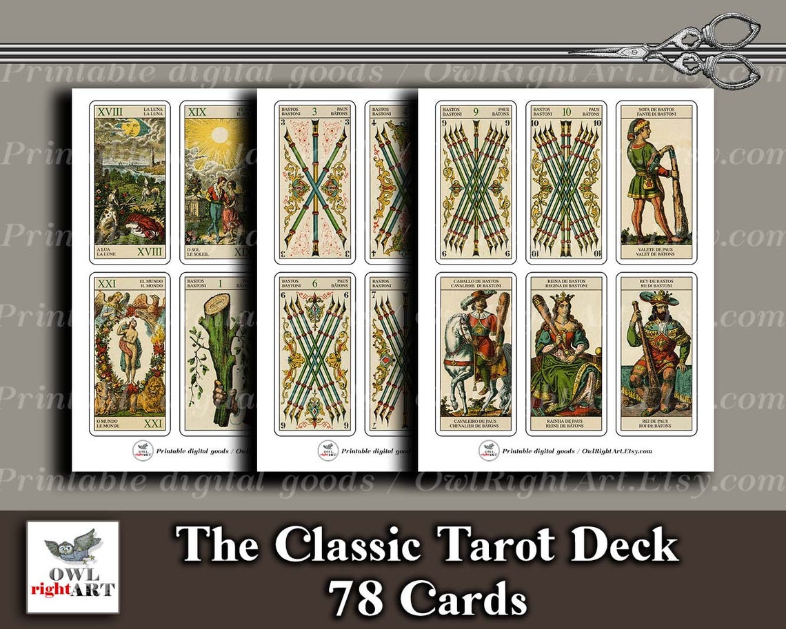 The Classic Tarot Printable Vintage Italian Tarot Deck 78 Cards ...