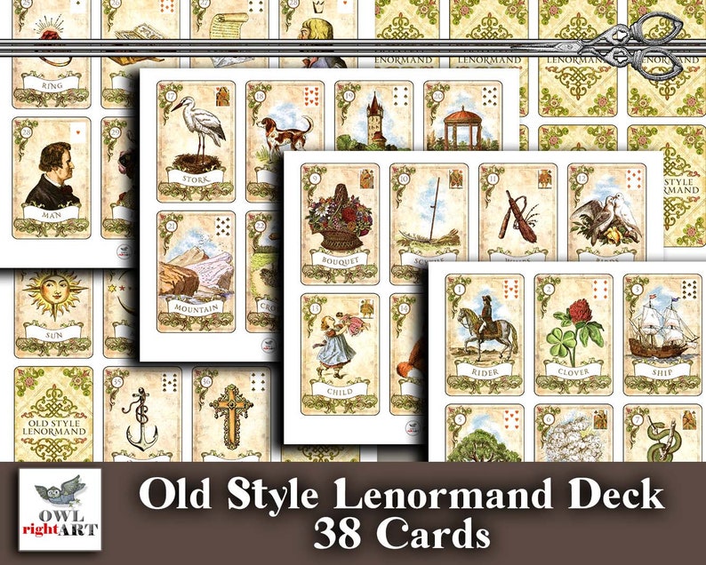 Printable Old Style Lenormand by Alexander Ray, Oracle Deck 38 Cards ...