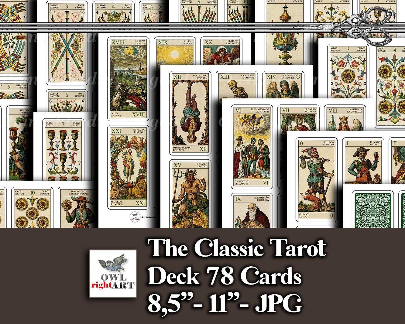 The Classic Tarot Printable Vintage Italian Tarot Deck 78 Cards ...