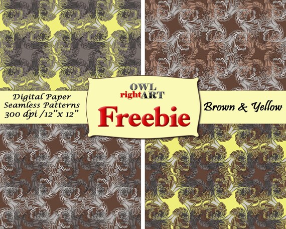 FREEBIE vintage Brown and Yellow Digital Paper 12 X12 Inche | Etsy