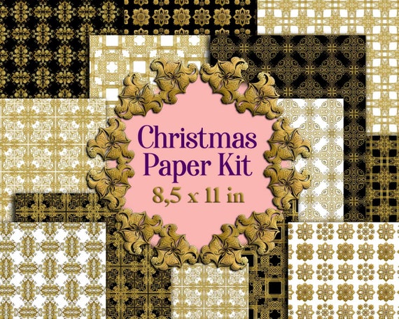 Gold Ornate Christmas Digital Paper 85 X 11 Inch Christmas - Etsy
