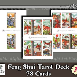 Printable Feng Shui Tarot 78 Cards - A4, Digital Chinese Tarot Cards ...