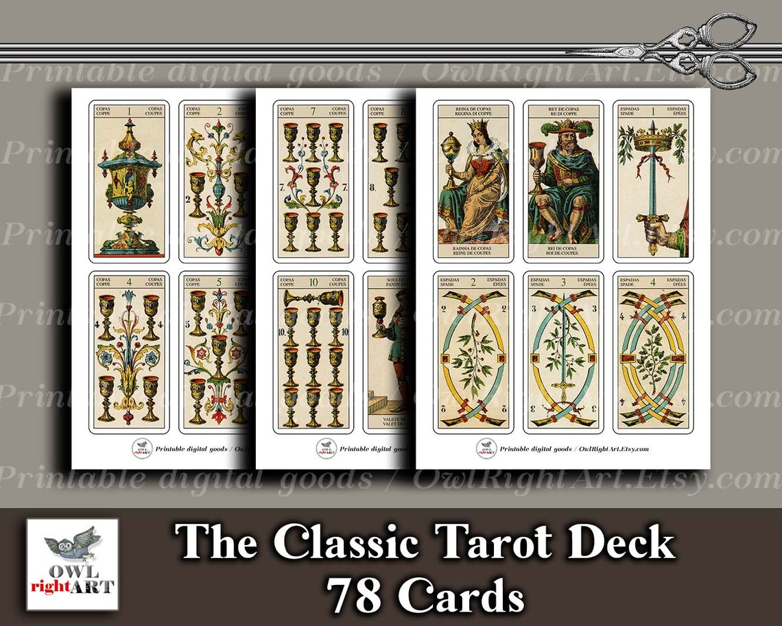 The Classic Tarot Printable Vintage Italian Tarot Deck 78 Cards ...