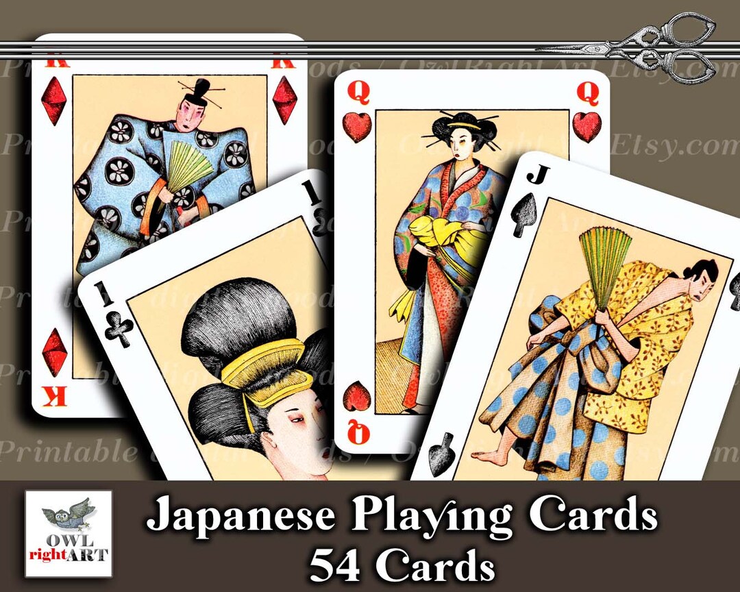 Printable Japanese Deck of 54 Cards Grimaud Digital Japanese - Etsy