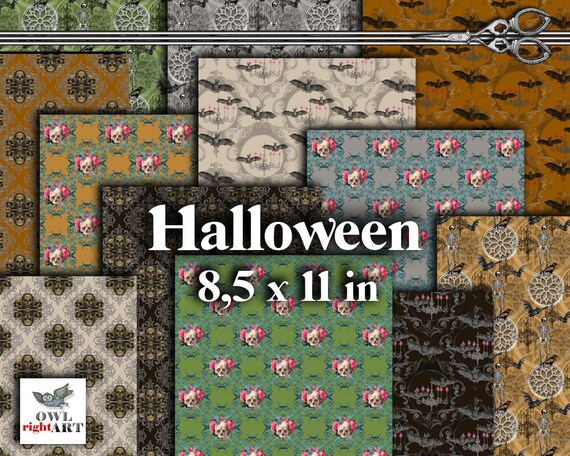 Halloween Digital Printable Paper 85x11 Inch Halloween - Etsy