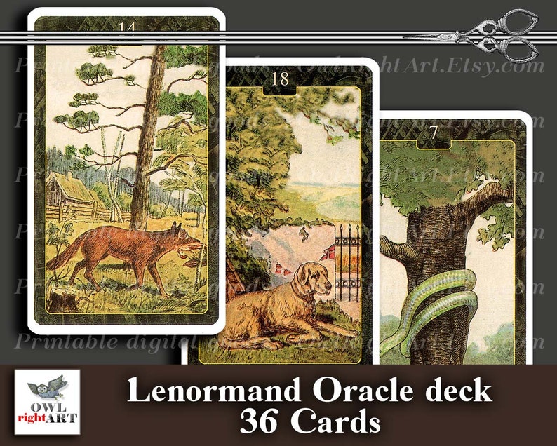 Printable Lenormand Oracle Deck 36 Cards, Digital Lenormand Full Grand ...