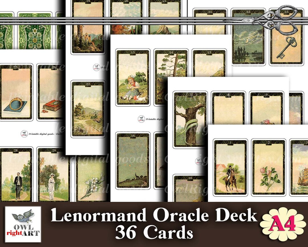 Digital Lenormand Oracle Deck A4 36 Cards, Printable Lenormand ...