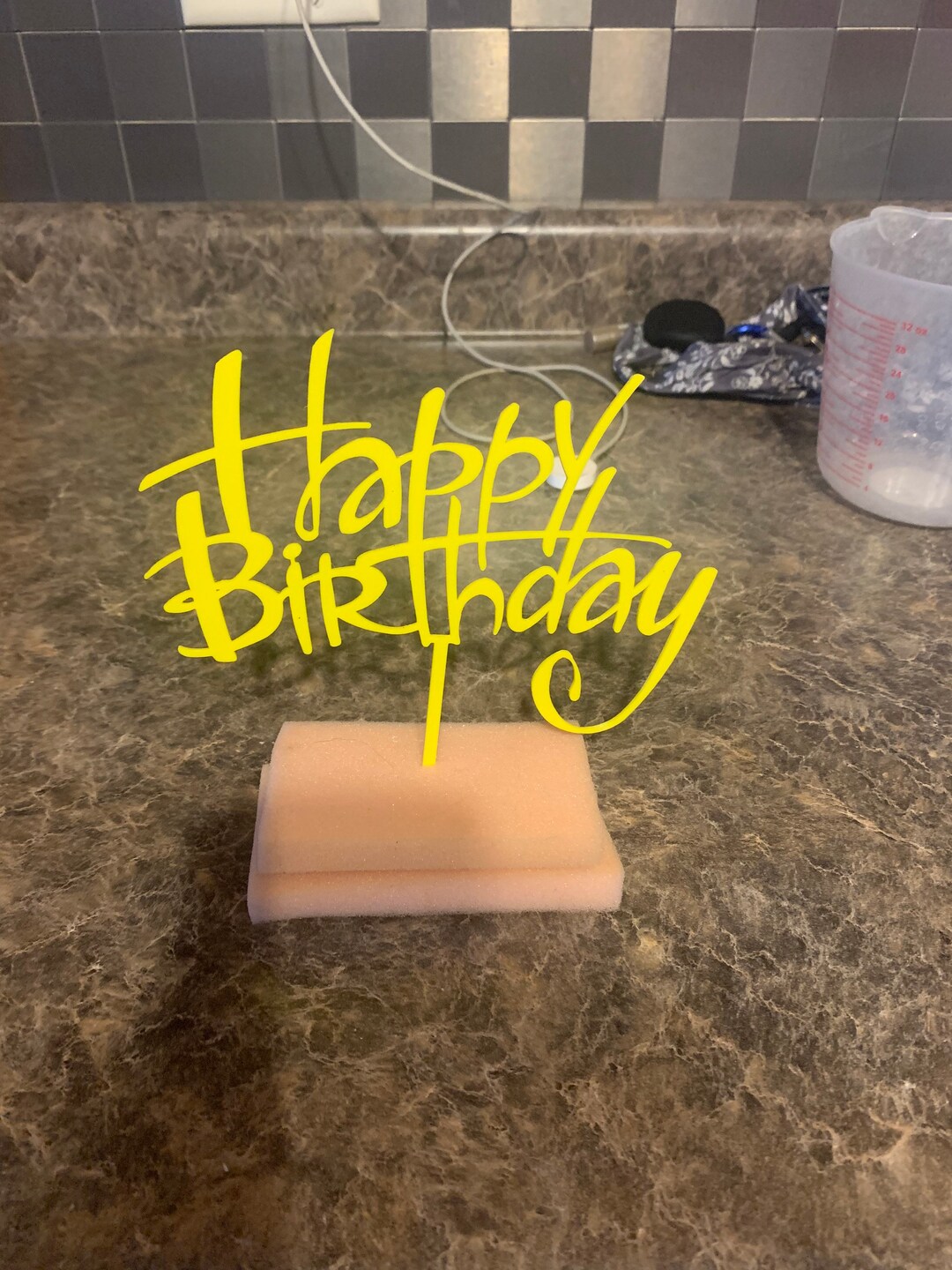 Happy Birthday Cake Topper Yellow - Etsy