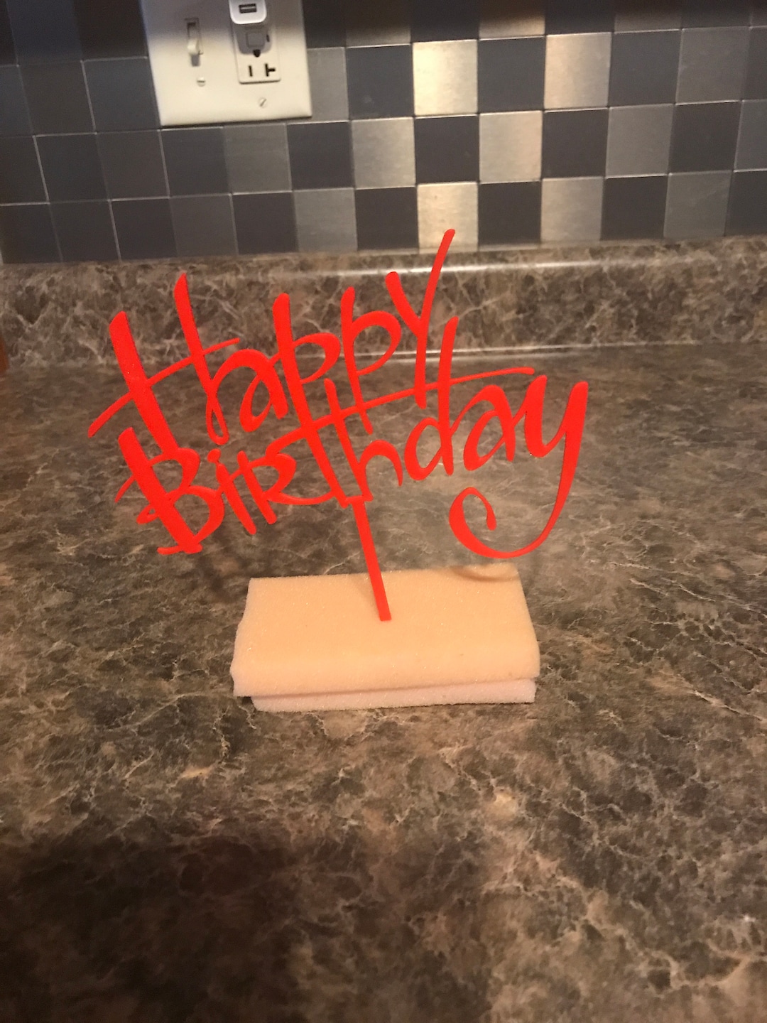 Happy Birthday Cake Topper Red - Etsy