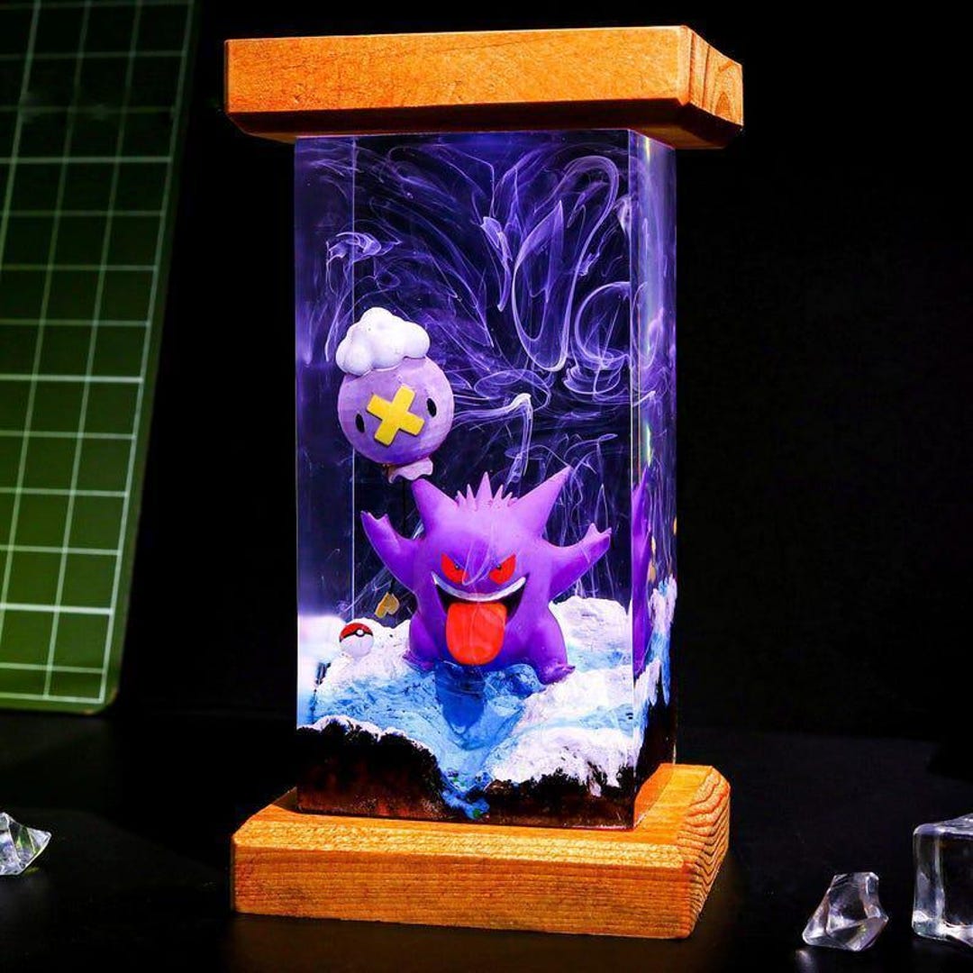 CREEPY GENGAR Pokemon Epoxy Lamp Diorama Resin Lamp, Handmade Epoxy ...