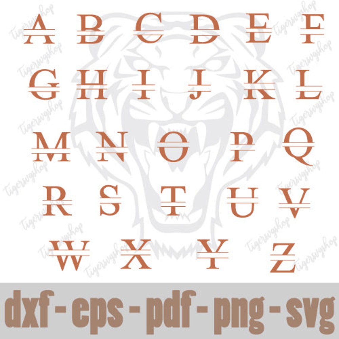 Roman Split Monogram Font Letters Svg Png Dxf Eps Files, Cricut Font ...
