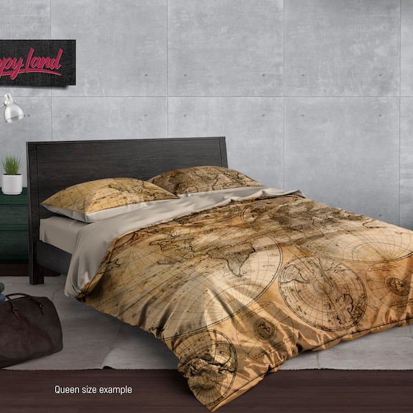 World Map Bedding - Etsy