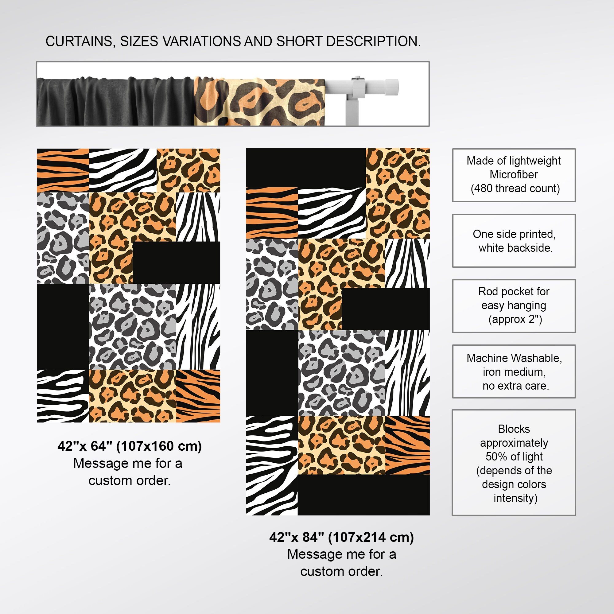 Zebra Window Drapery, Animal Skins Window Curtains, Gepard Window ...